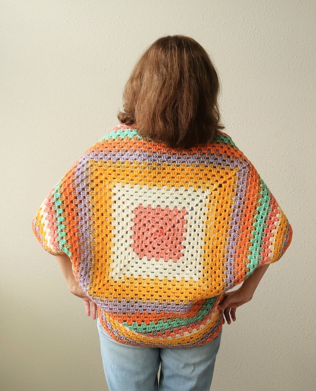 Crochet Granny Square Shrug PATTERN. Easy for Crochet Beginner. ONE ...