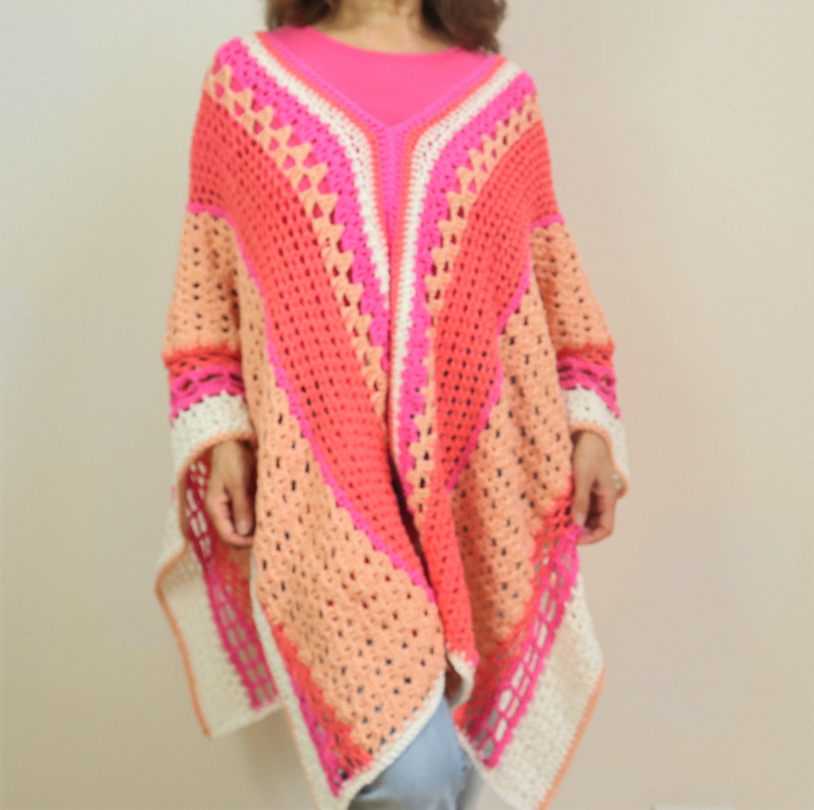 Crochet Summer Poncho PATTERN. Unique Open Front and Sides - Etsy