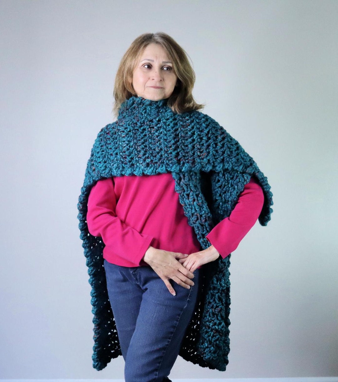 Crochet Ruana PATTERN Using a Bulky Yarn to Work up Super Fast. Cool ...