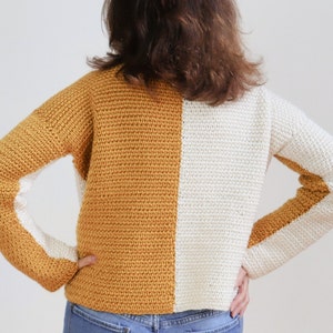 Crochet PATTERN for Crochet Color Block Sweater or Crochet Pullover for ...