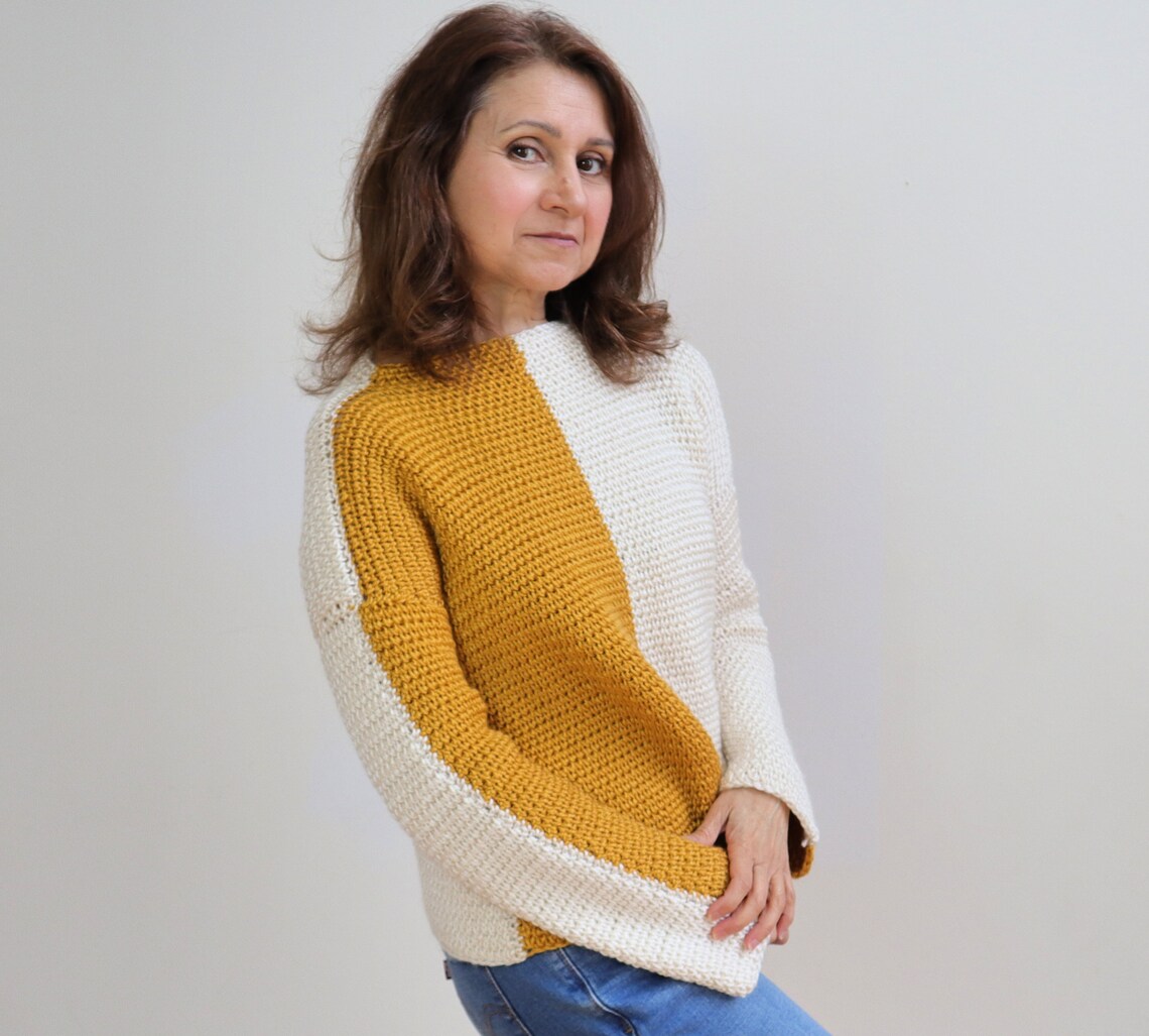 Crochet PATTERN for Crochet Color Block Sweater or Crochet - Etsy