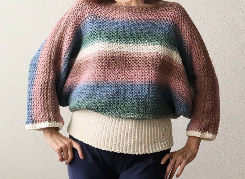 Crochet Batwing Top PATTERN. Crochet Bat Wing Sweater. Wide Bottom ...