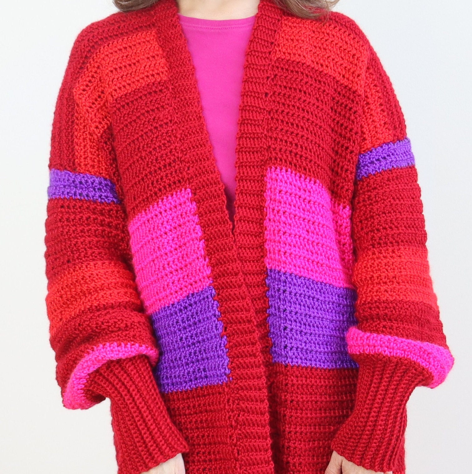 Crochet Long Cardigan Simple Pattern Easy Stitch Gorgeous - Etsy