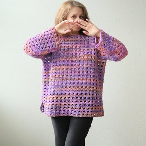 Crochet PATTERN Oversized Mesh Pullover, Tunic Style. Long Sleeves ...