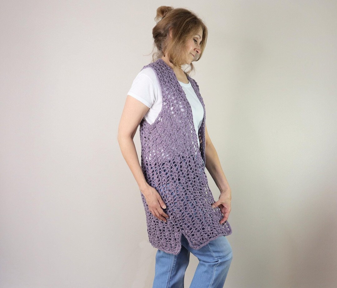 Crochet Long Open Front Vest PATTERN. Long Crochet Vest for Women Uses ...