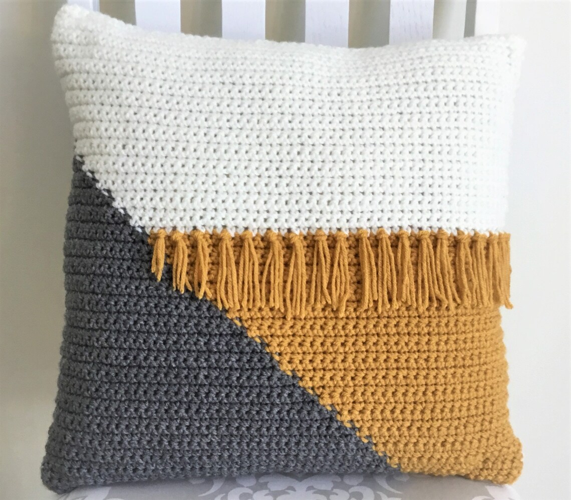 Crochet Pattern for Easy Crochet Color Block Pillow Cover With - Etsy