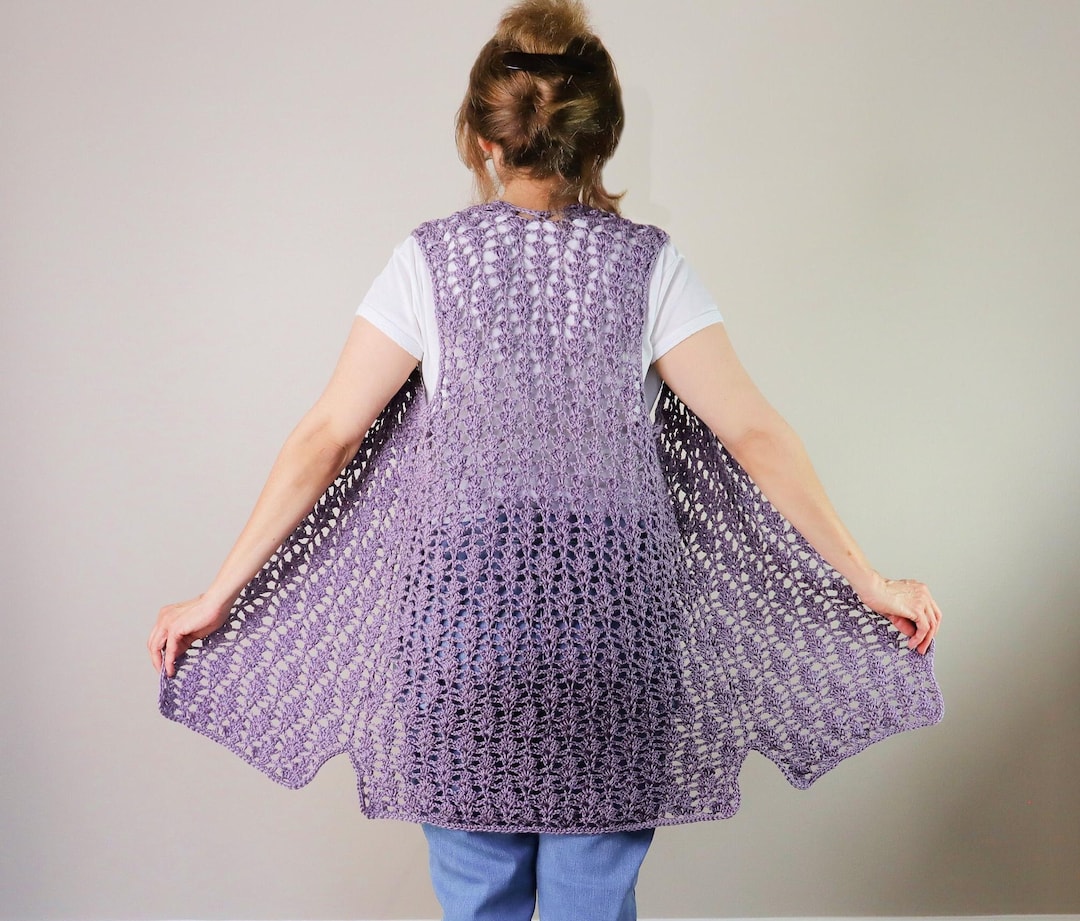 Crochet Long Open Front Vest PATTERN. Long Crochet Vest for Women Uses ...