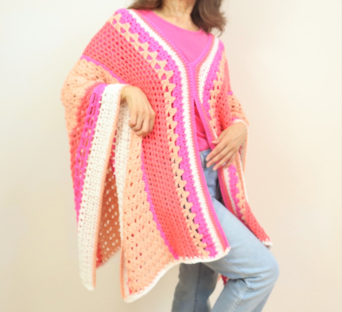 Crochet Summer Poncho PATTERN. Unique Open Front and Sides - Etsy