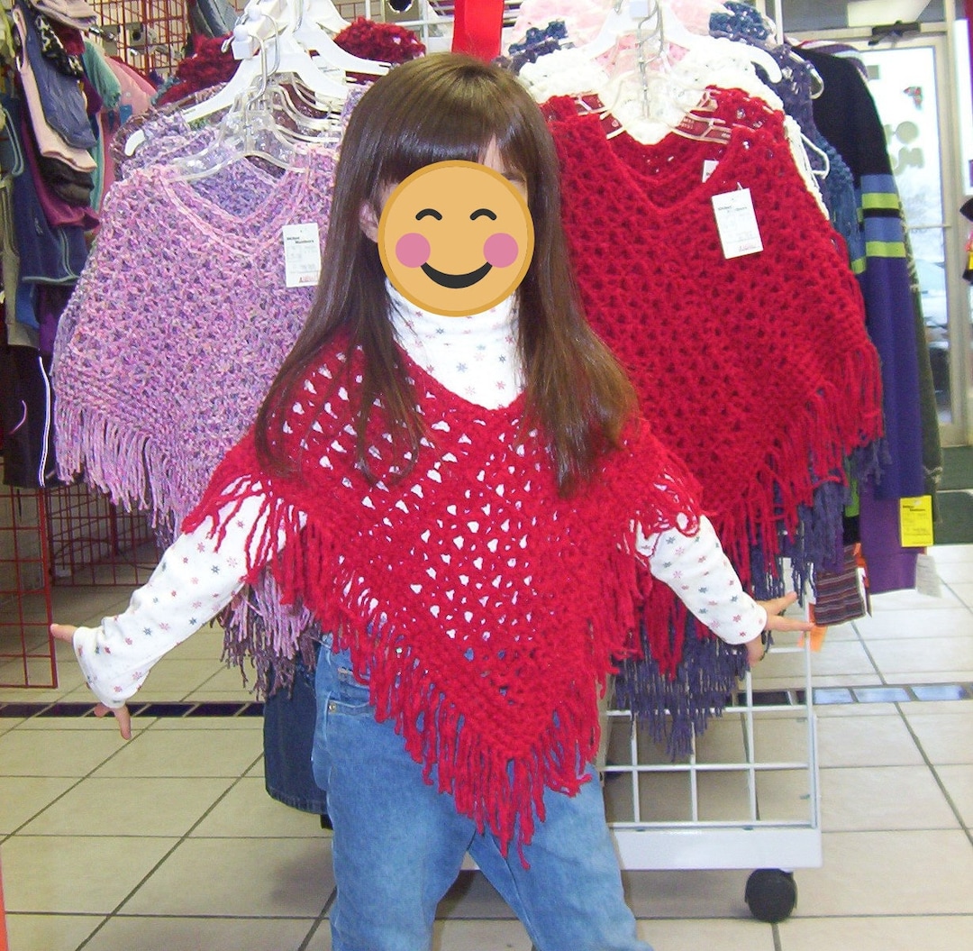 Crochet Girls Poncho PATTERN, Crochet Beginner Poncho, Child's Crochet ...