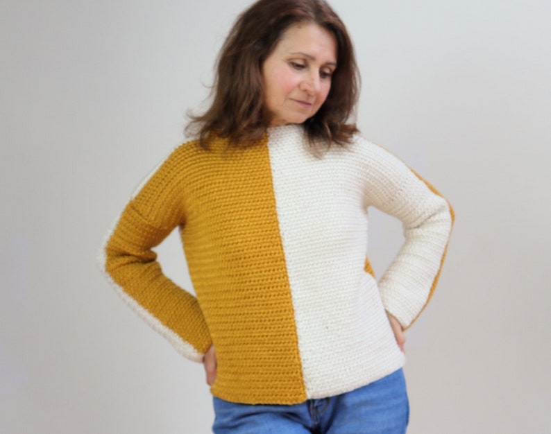Crochet PATTERN for Crochet Color Block Sweater or Crochet - Etsy