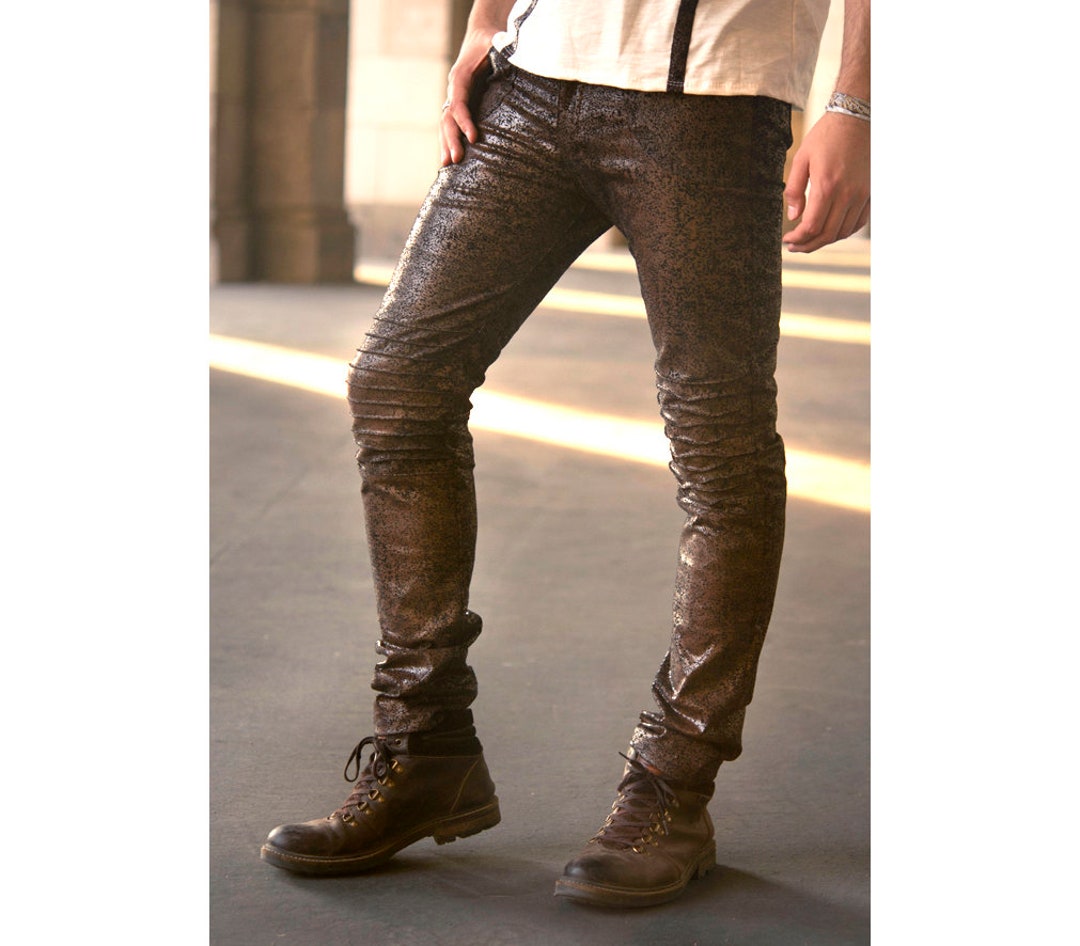 Steampunk Pants Man Leather Pants Cotton Motorcycle Leather Style Biker ...