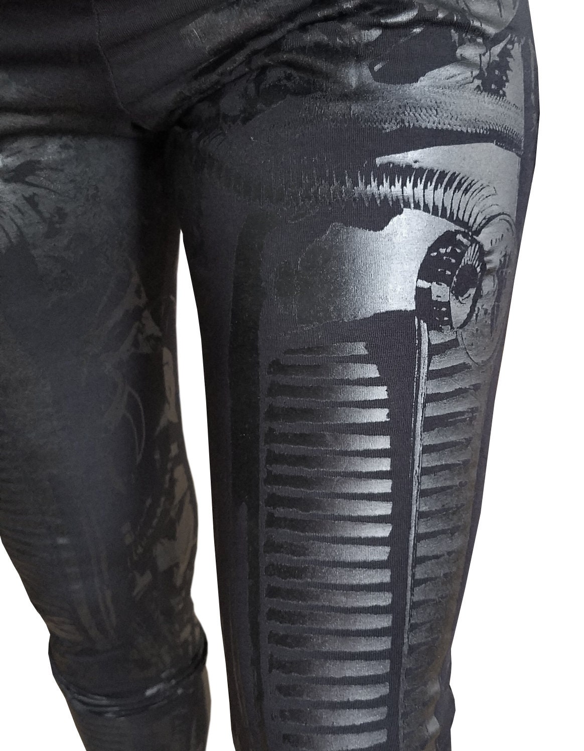 Cyberrobo Treggings Leggings Black Women's Pants Elastic Yoga Roboprint ...