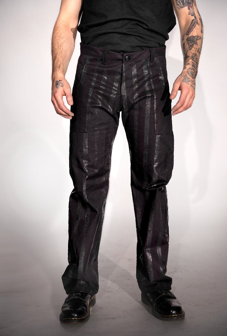 Gypsy Pants Men's Pants Striped Steampunk Brown Grey-brown Pants Men ...