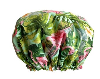 Womens Luxury Waterproof Shower Cap Green and Gold Jungle - Etsy