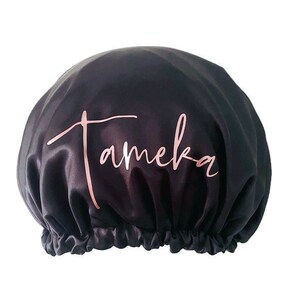 Custom Personalised Shower Cap Luxury Satin Waterproof Shower Cap for Women Men and Kids Gift Idea for Women Personalised Gift idea