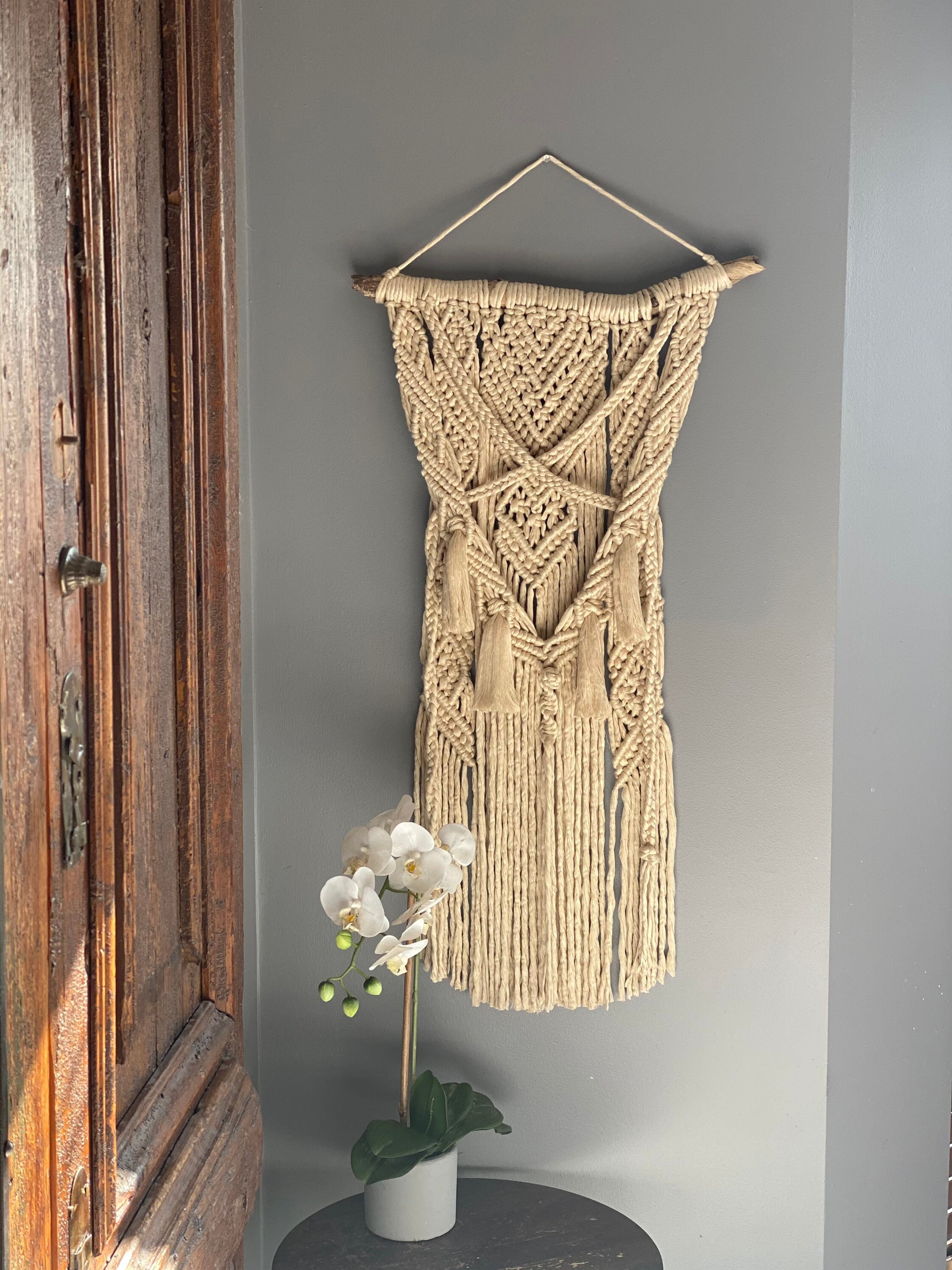 Natural Bohemian Macrame Wall Hanging Boho Home Decor Bamboo | Etsy