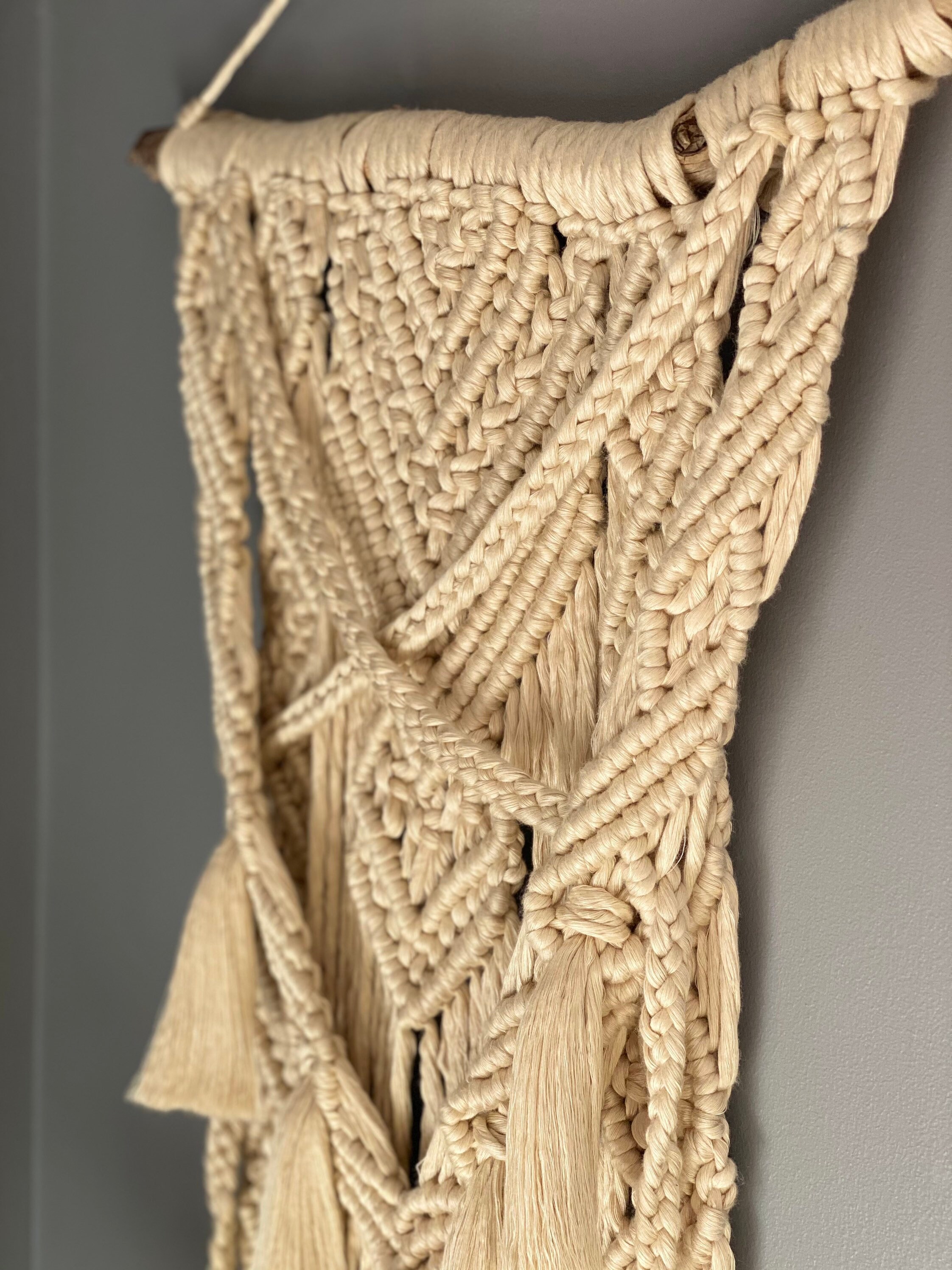 Natural Bohemian Macrame Wall Hanging Boho Home Decor Bamboo | Etsy