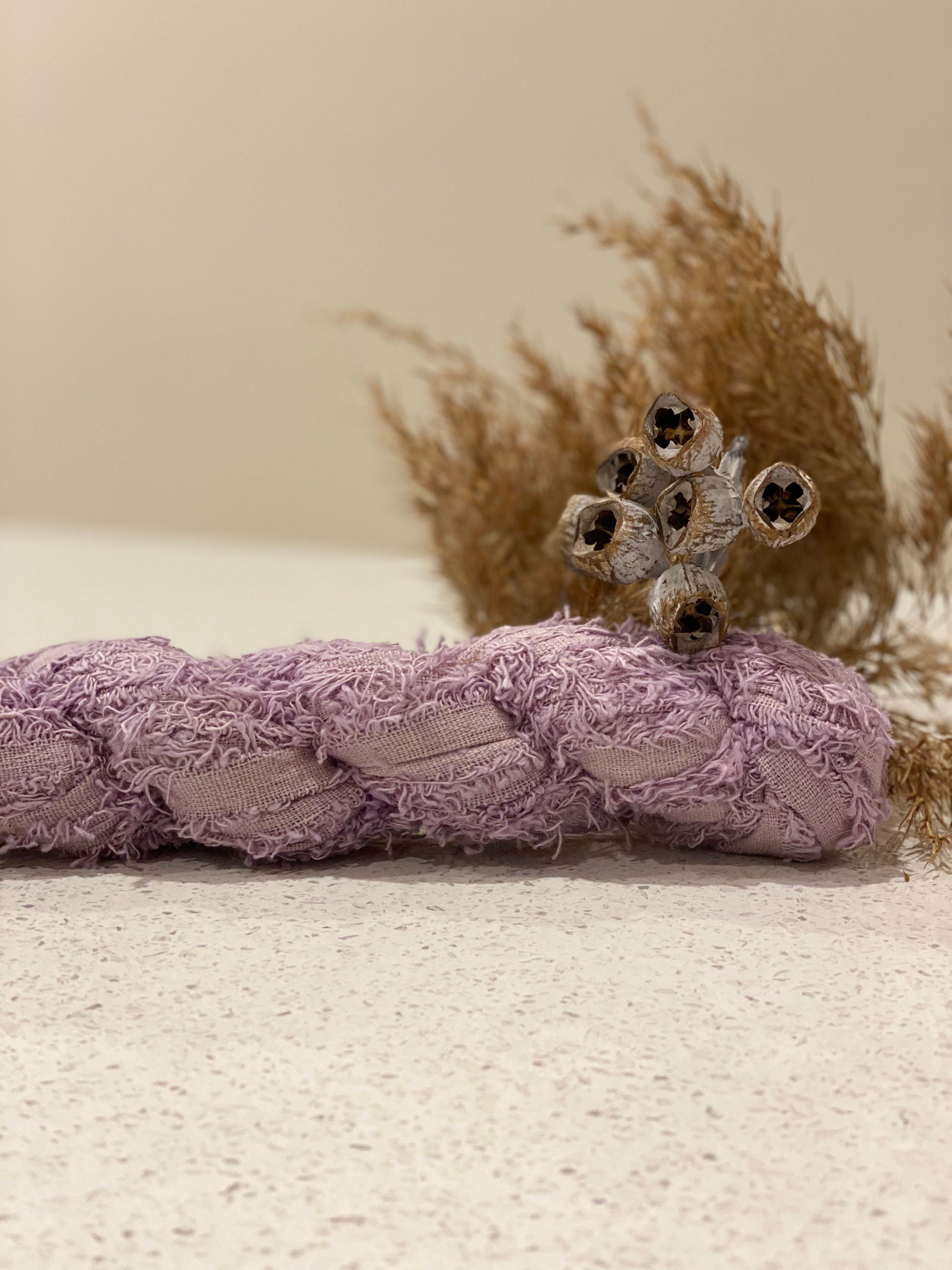 Pink Cotton Frizz Ribbons Purple Recycled cotton fuzz | Etsy