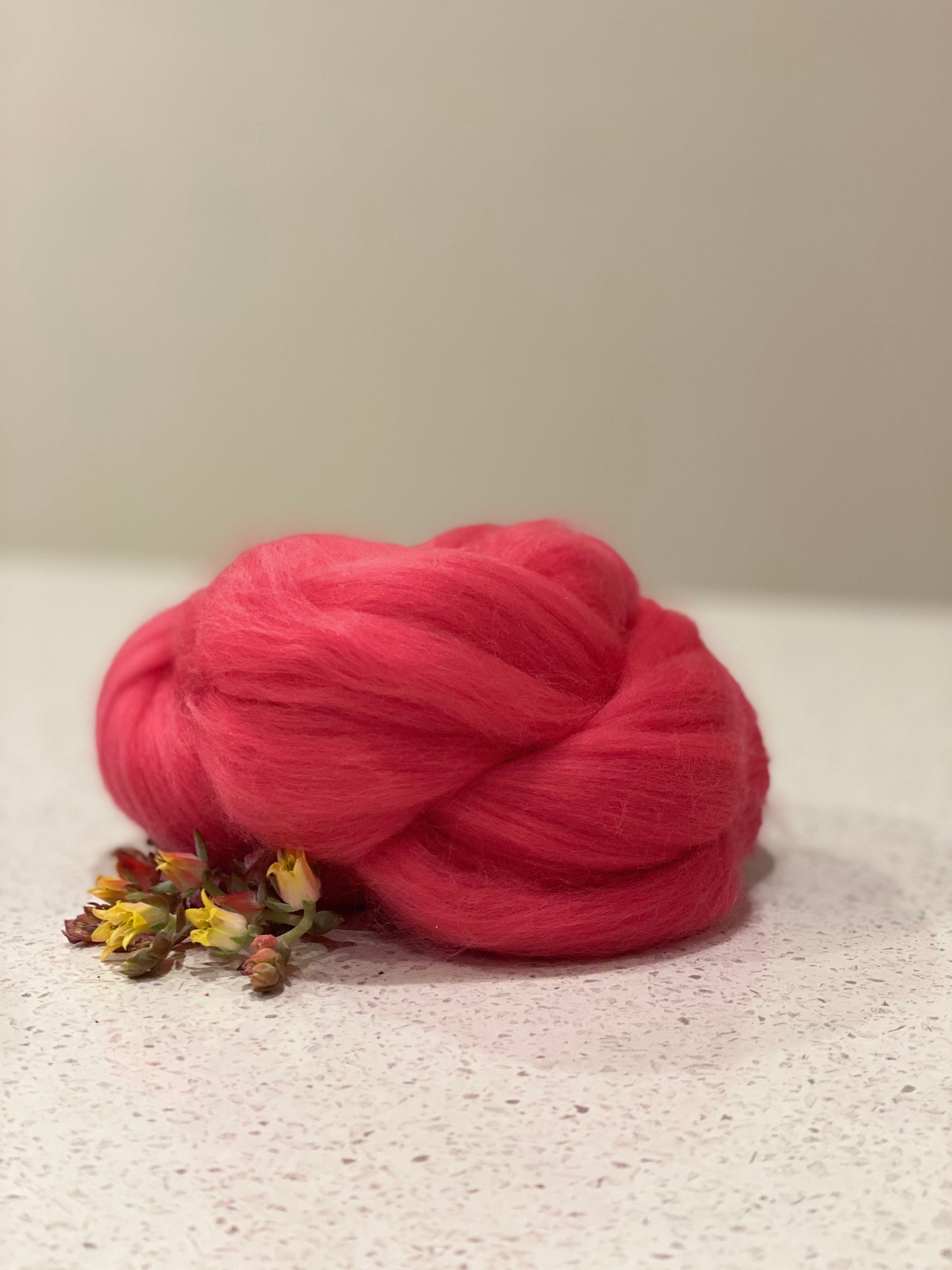 Rose Pink Merino wool roving wool tops pink roving for | Etsy