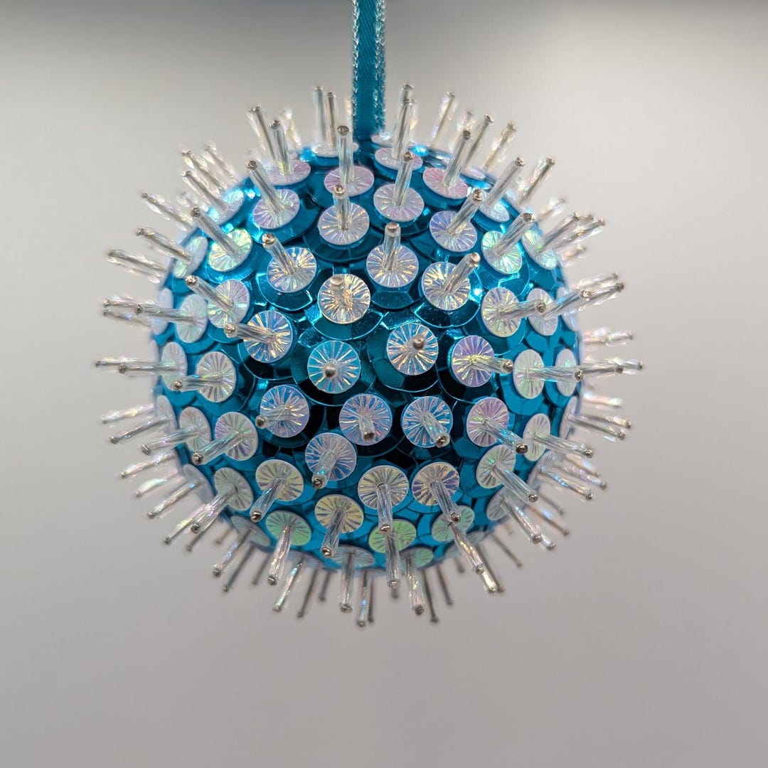 Turquoise & Iridescent White Burst Sequin Ornament - Etsy