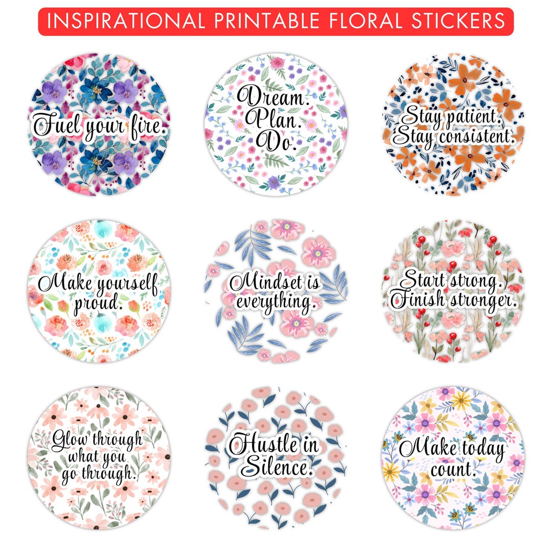 Inspirational Printable Stickers| Daily Planner | Custom Stickers ...