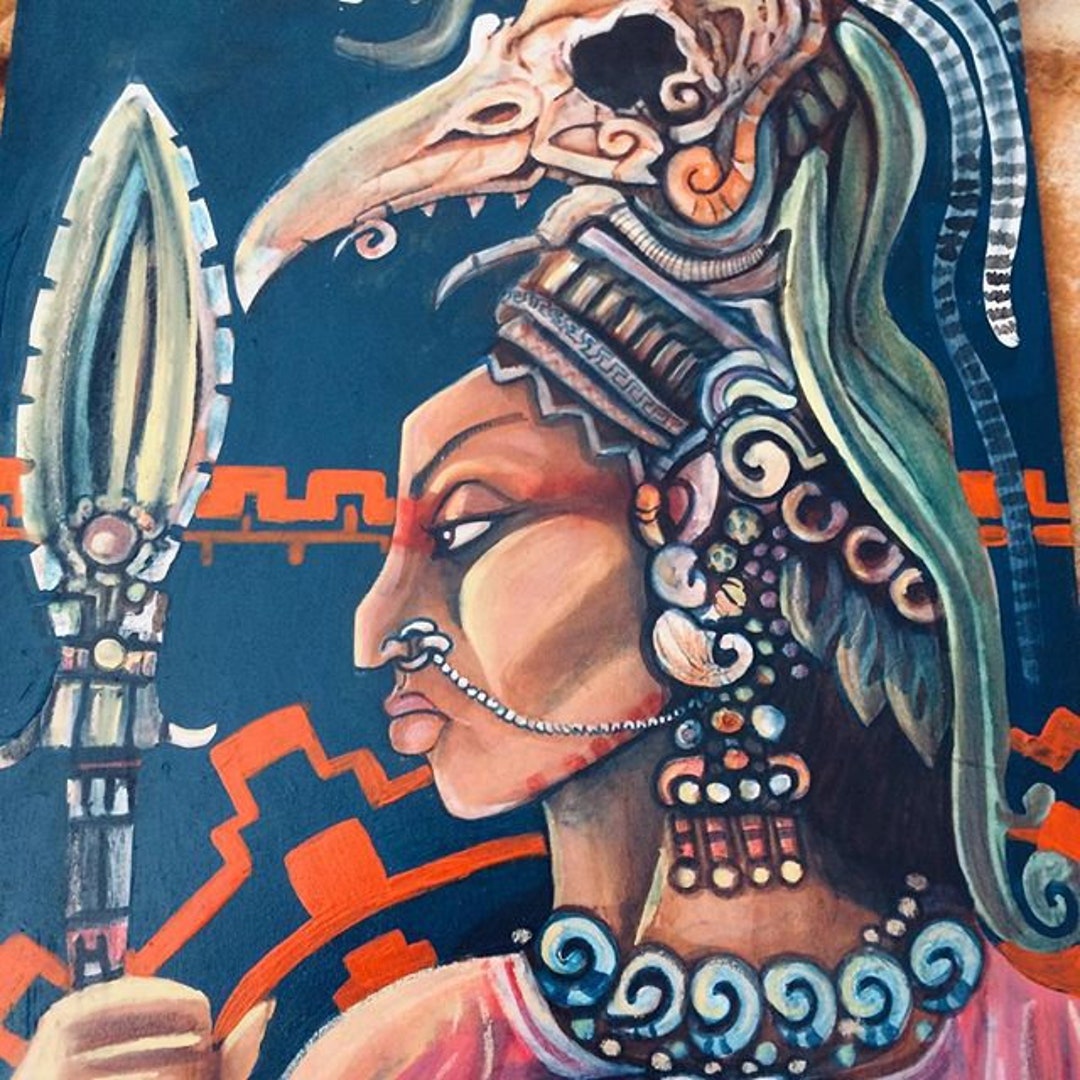 Art Print female Aztec Warrior by Sotero M. - Etsy