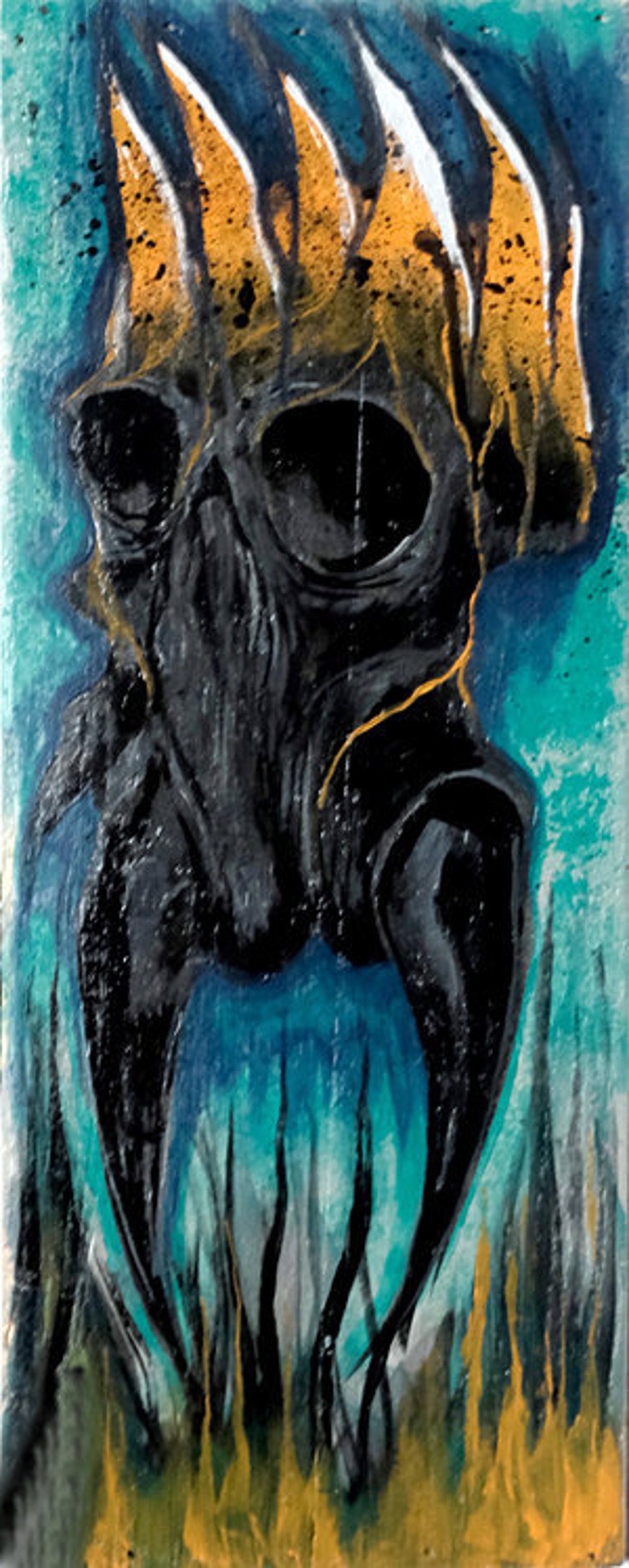 Acrylic Painting on Wood Board “necro Skull” by Blink - Etsy