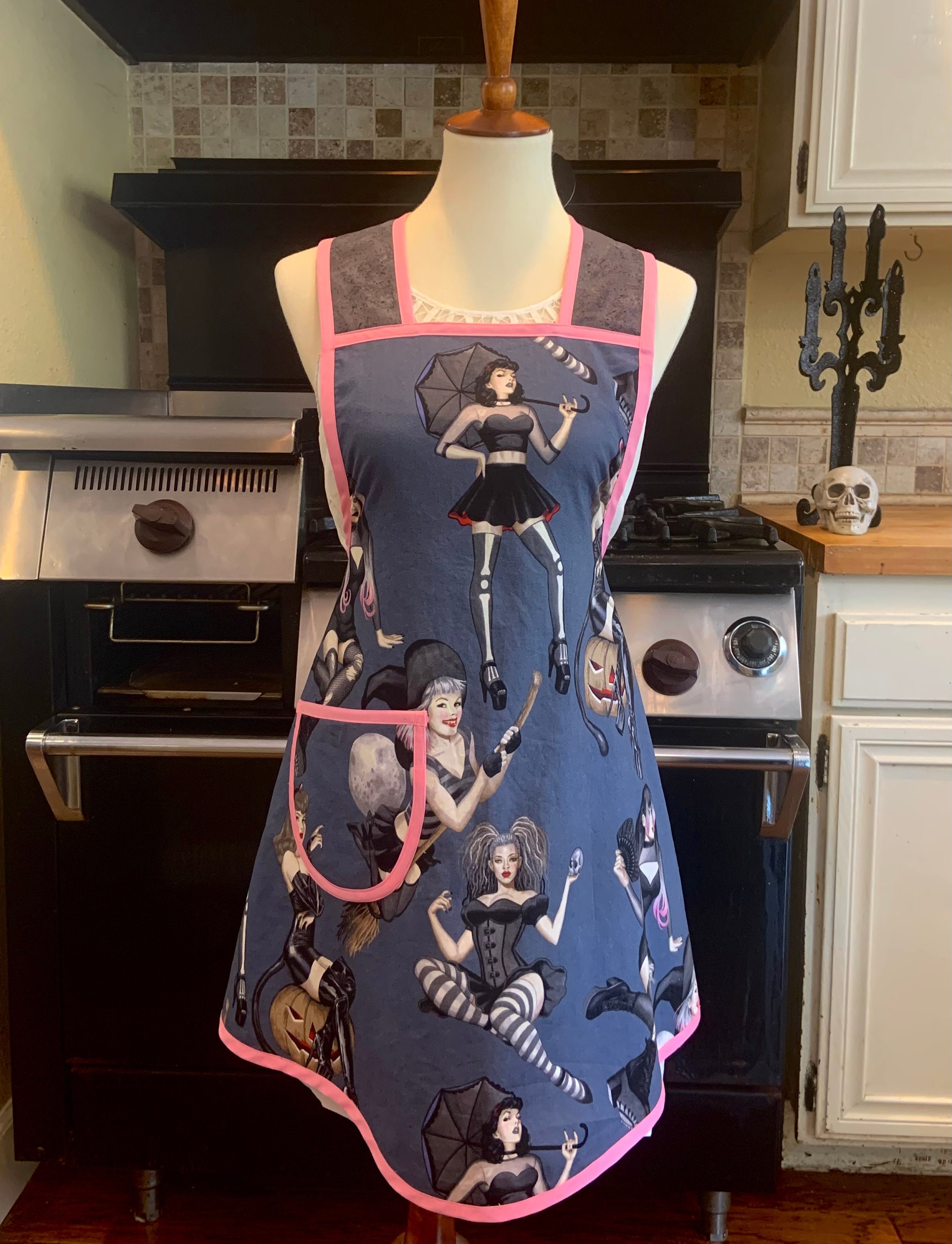 Goth Pinups and Witches Alexander Henry Vintage Style Apron - Etsy