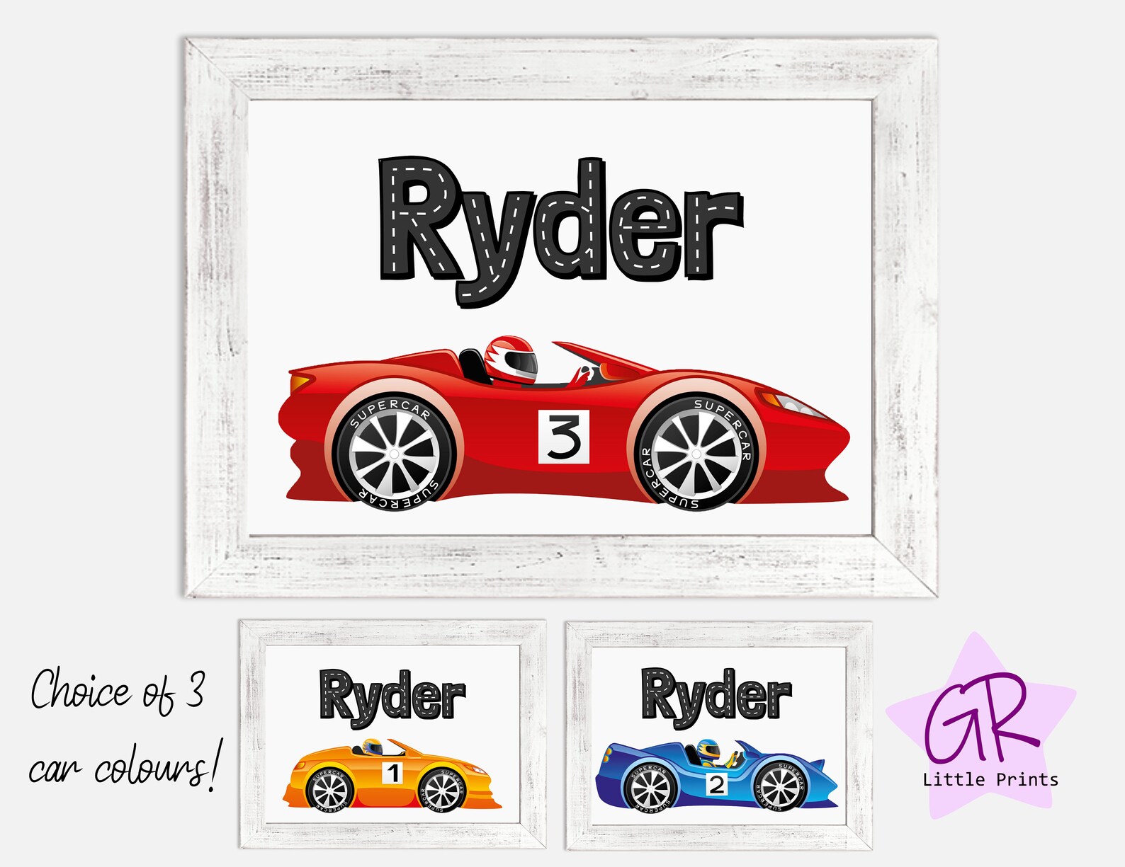 Boys Custom Name Racing Car Road Wall Print Toddler Kids - Etsy Australia