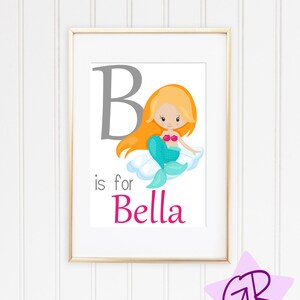 Girls Mermaid Alphabet Numbers 3 Poster Print Set Nursery. ABC - Etsy ...