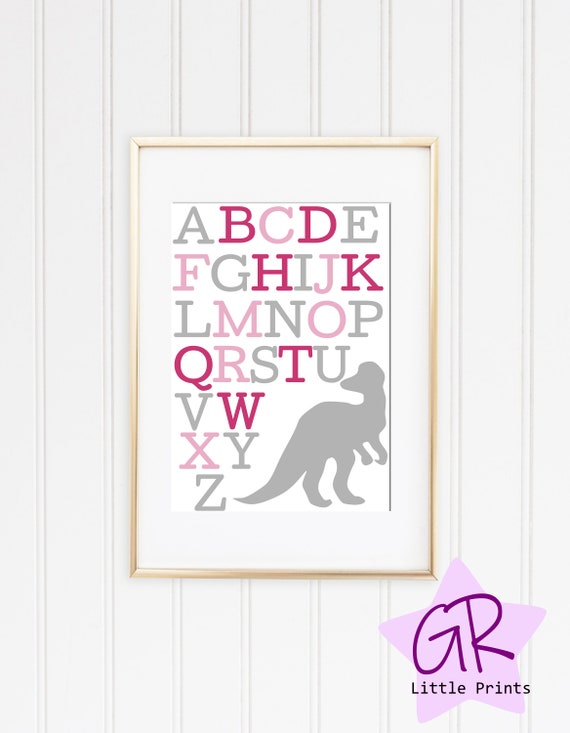 Prints Art & Collectibles Digital Prints ABC 123 purple dinosaur ...
