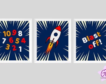 Blast off Space Art - Etsy
