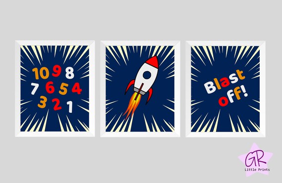 Prints Space countdown children's art print 4 sizes number poster ...