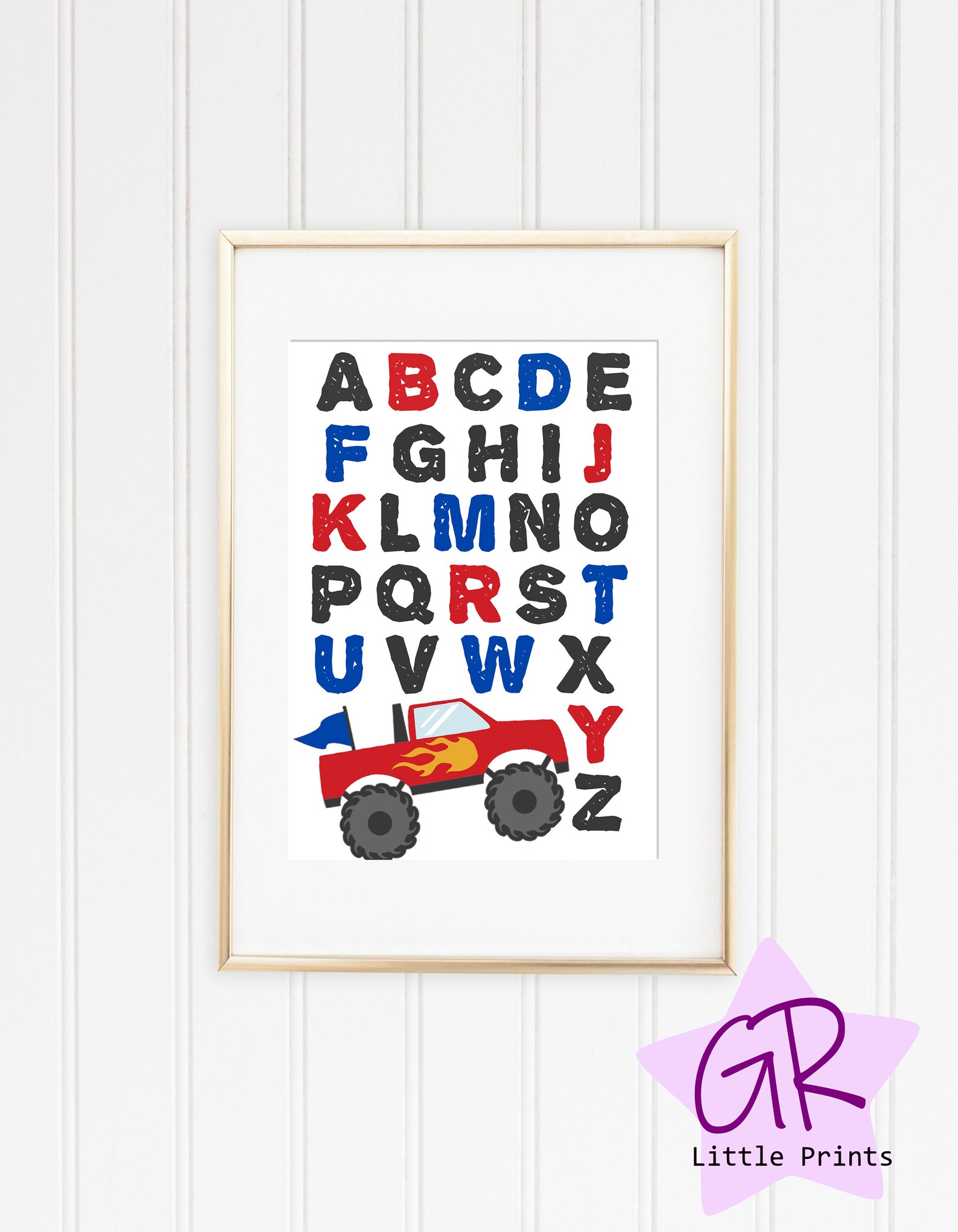 Monster Truck Alphabet Numbers 3 Print Set With Custom Name. ABC 123 ...