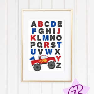 Monster Truck Alphabet Numbers 3 Print Set With Custom Name. | Etsy