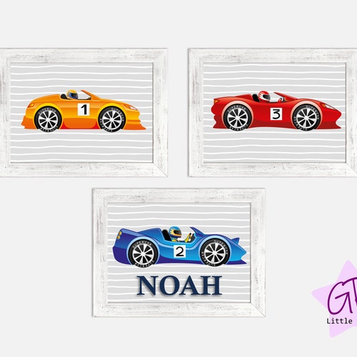 Boys Custom Name Racing Car Road Wall Print Toddler Kids - Etsy Australia