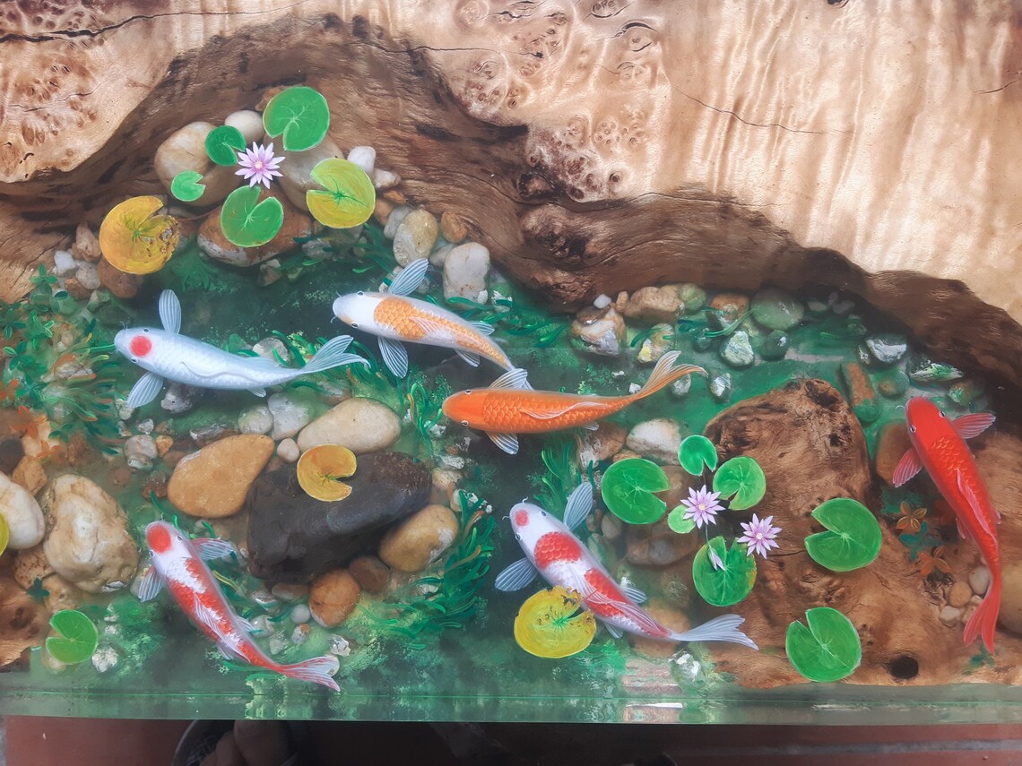 3d Koi Fish Painting Resin Table | Etsy