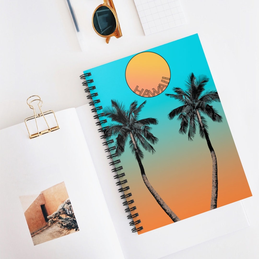 Hawaiian Palm Trees Spiral Notebook - Ruled Line - Etsy