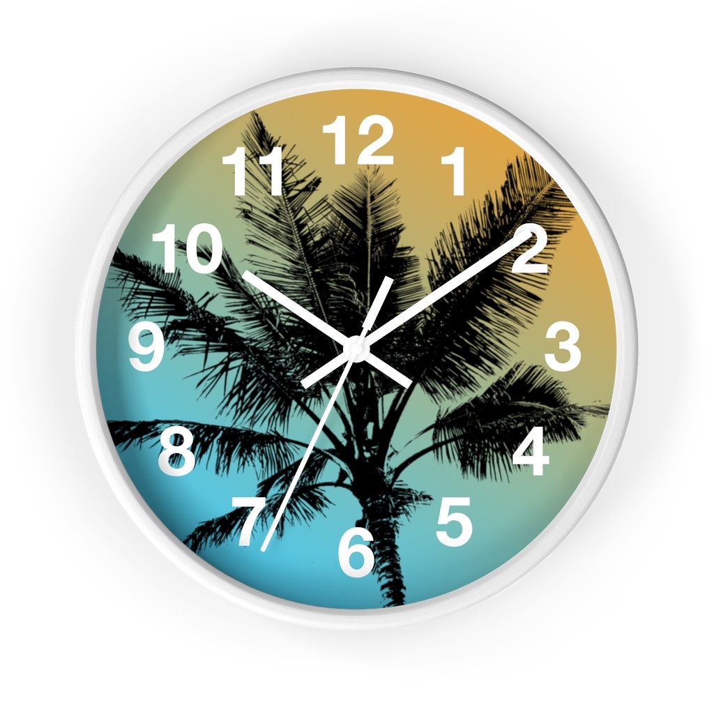 10" Diameter Palm Tree Wall Clock - Etsy