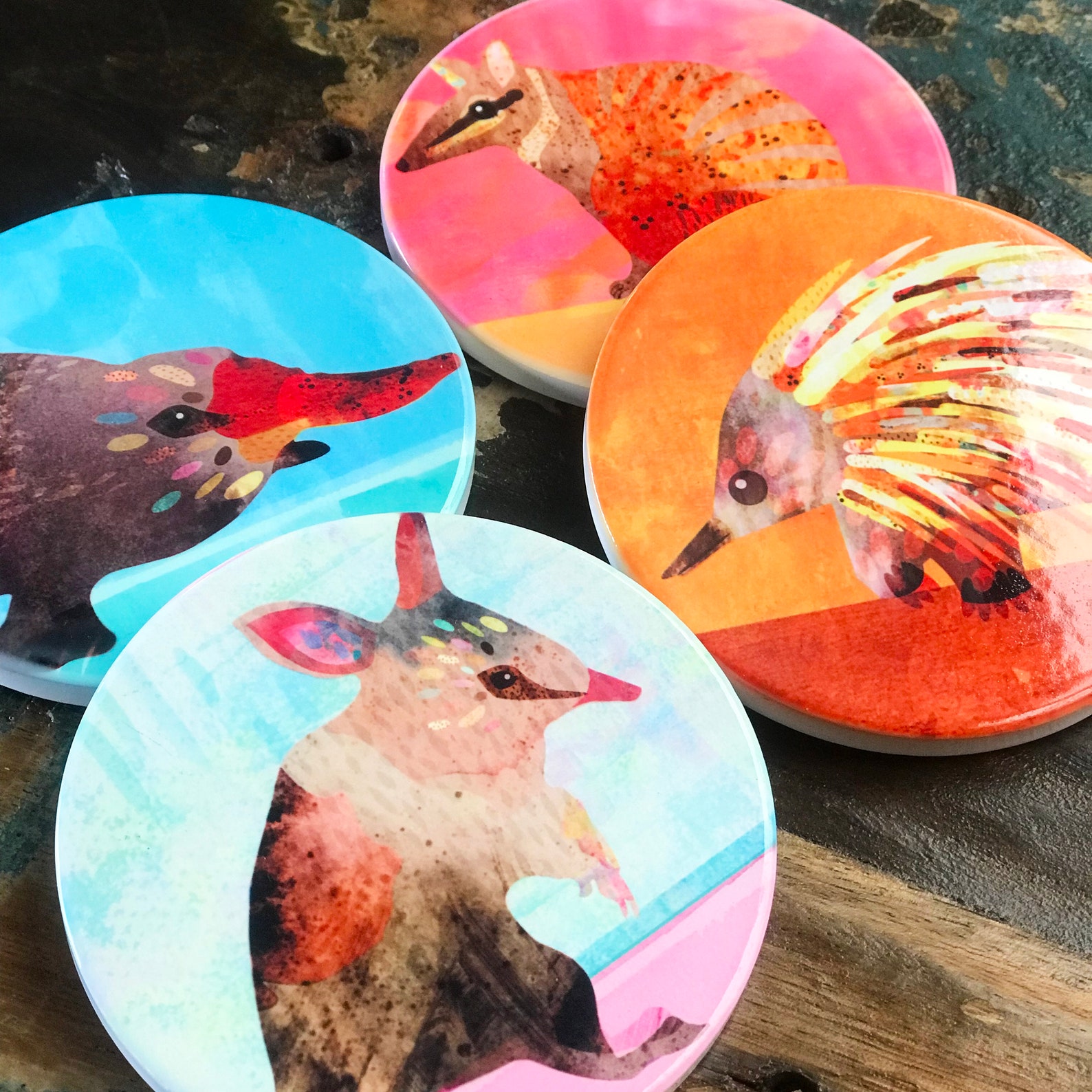 Echidna Ceramic Coaster Native Animals Australiana - Etsy