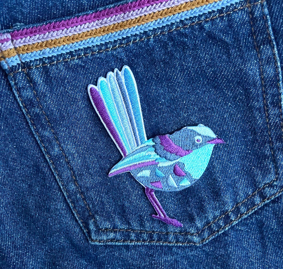 Embroidered Splendid Fairy-wren Patch: Iron-on Bird Applique - Etsy