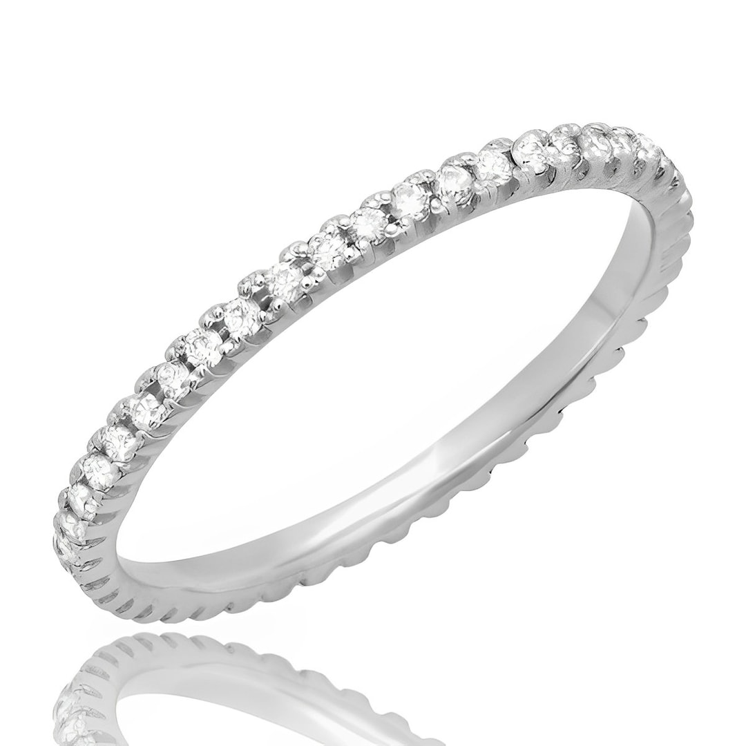 Pave Thin Diamond Eternity Band 14k Gold Diamond Eternity - Etsy