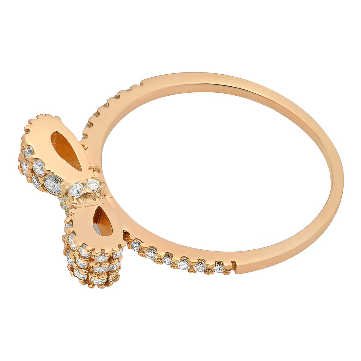 14k Gold Pave Bow Ring, Dainty Bow Ring, Minimalist Ring, Promise Ring ...