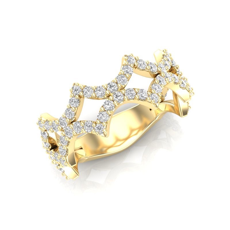 Regal Brilliance Diamond Crown Shape Gold Band in 14k and 18k Rose Gold ...