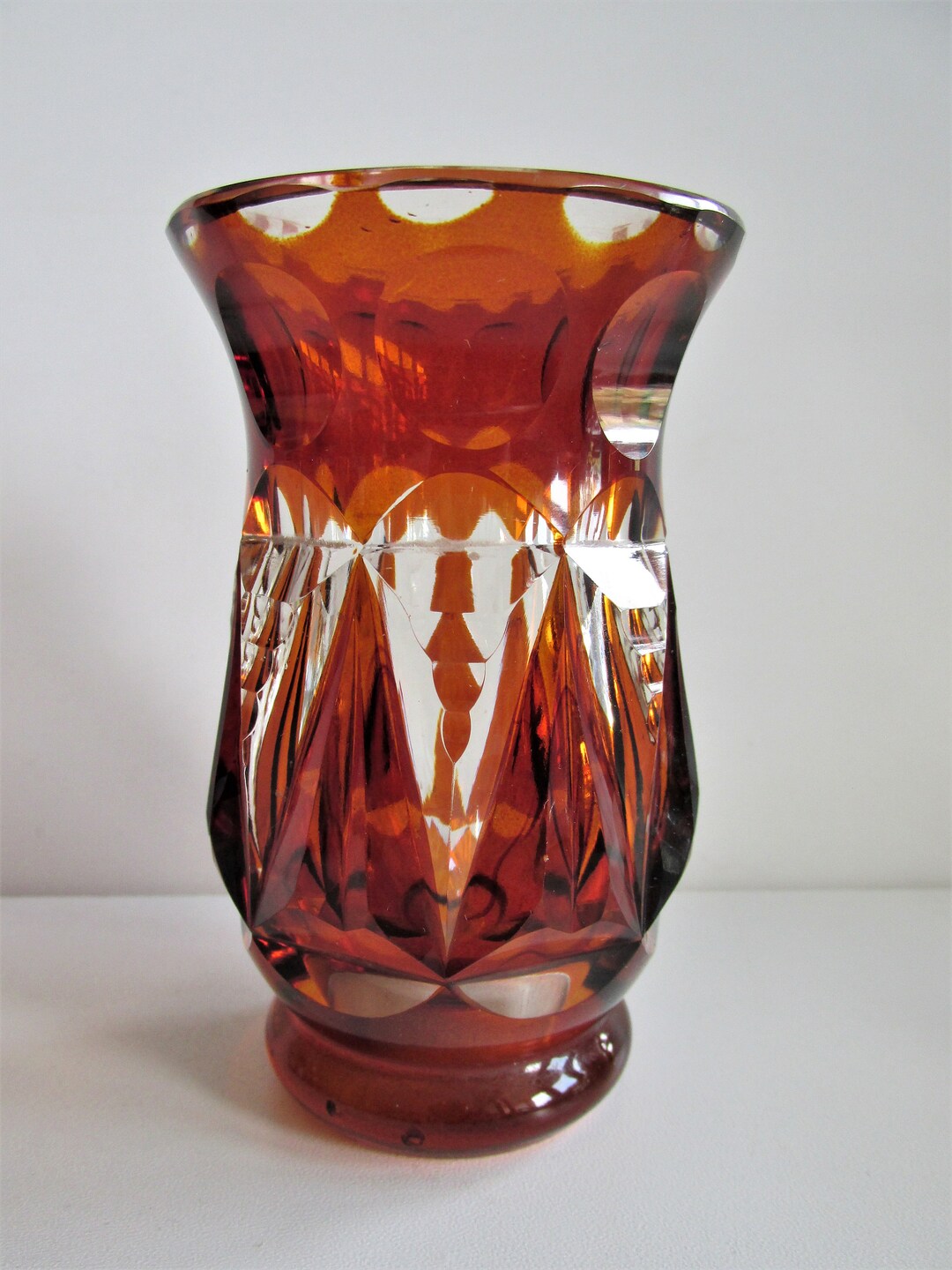 Antique WENZEL KULKA Art Deco Czech/ Bohemian Amber/yellow Cut to Clear ...