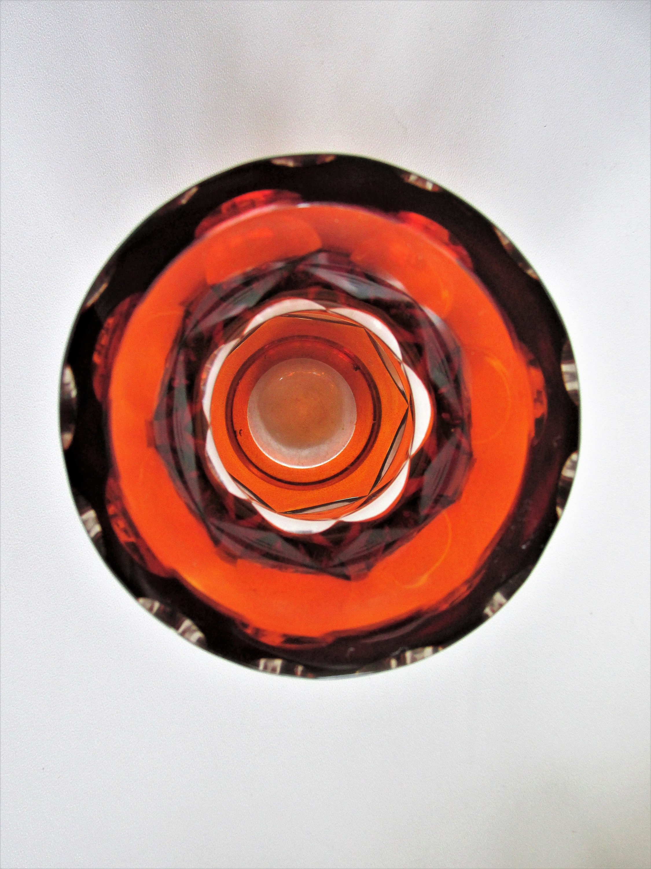 Antique WENZEL KULKA Art Deco Czech/ Bohemian Amber/yellow Cut to Clear ...