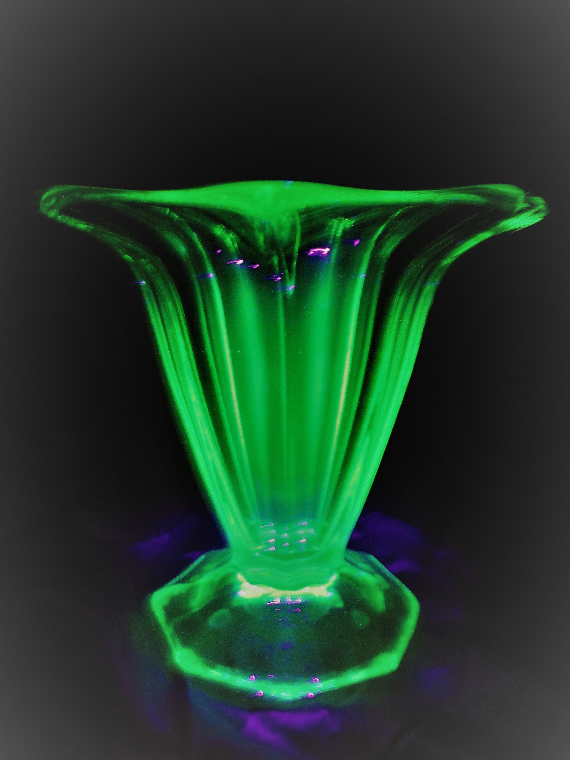 Uranium Glass Vase Victorian Uranium Glass Vase With Handpainted