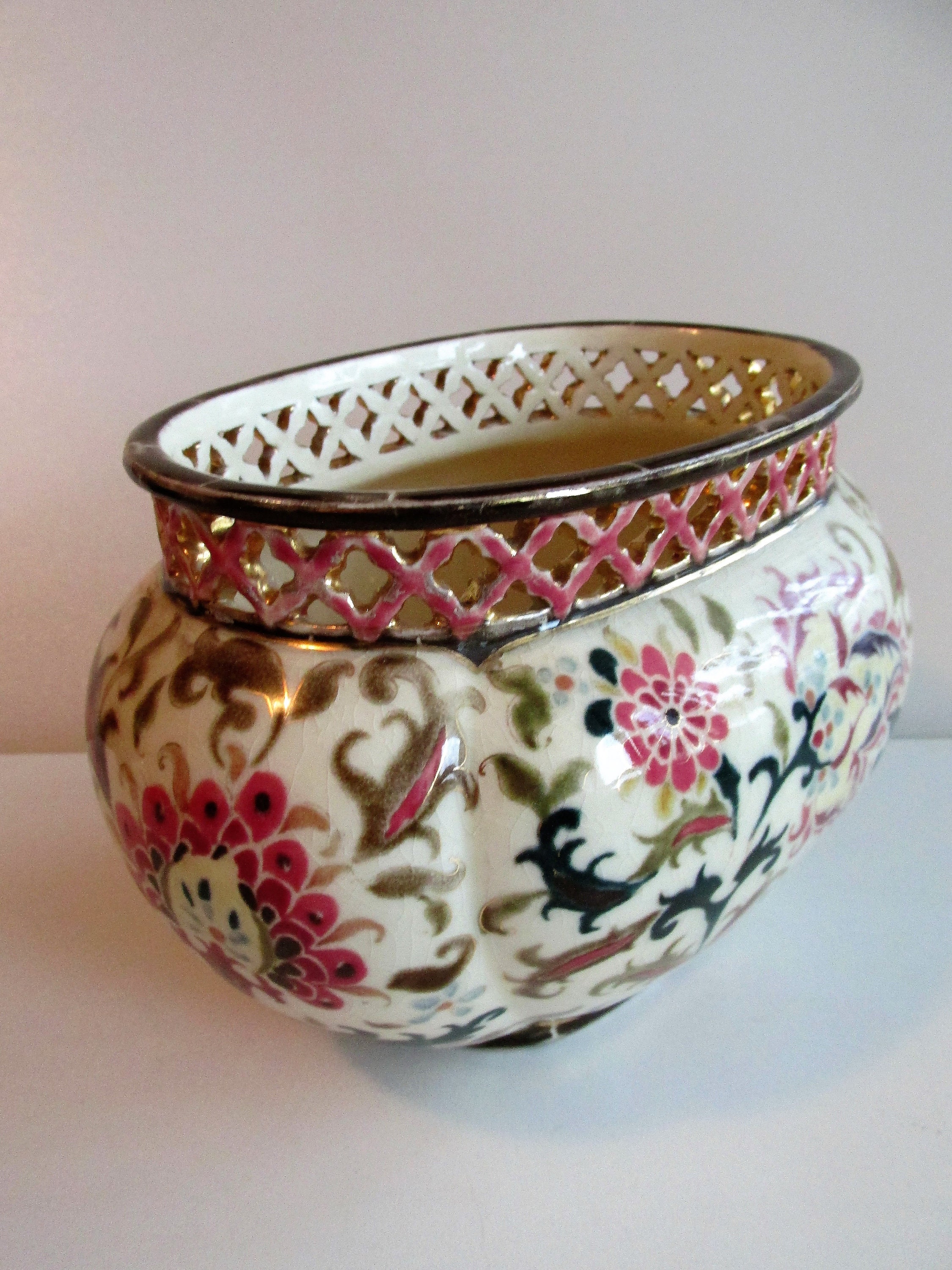 ZSOLNAY Pecs Antique Persian Inspired With Reticulated Rim - Etsy