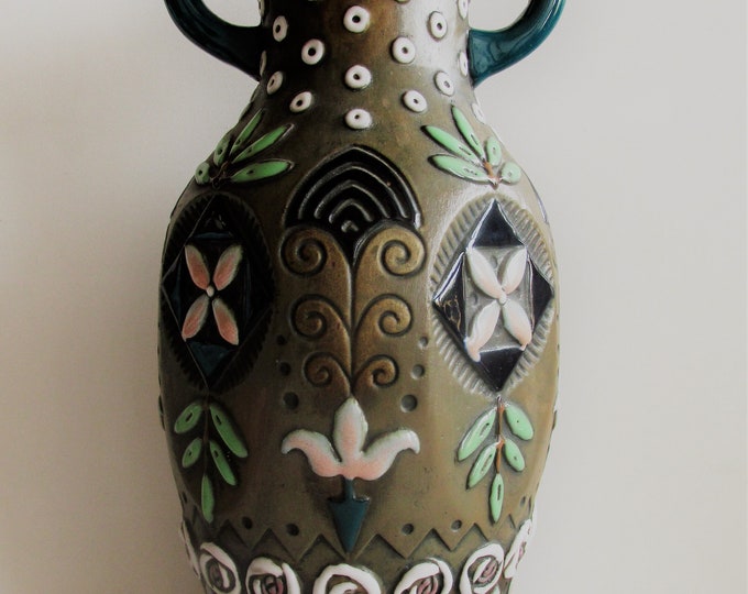 Antique Turn Teplitz AMPHORA Art Pottery VASE Imperial Vienna Austria ...