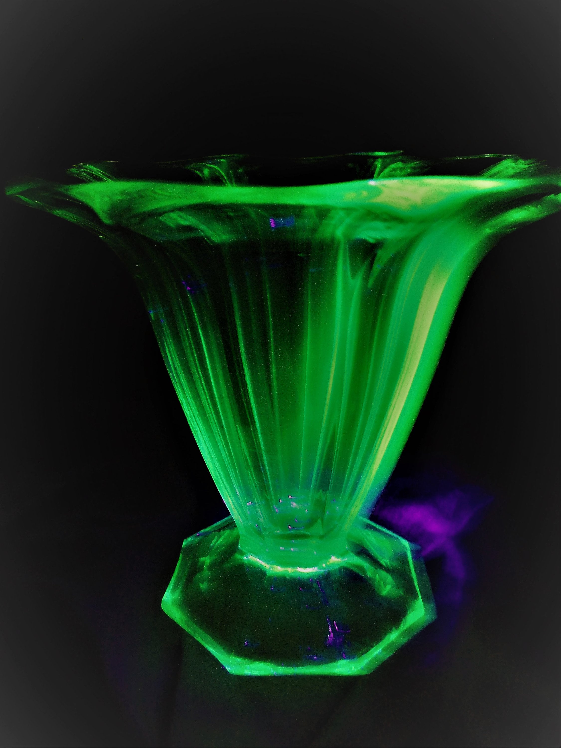 Vintage Bohemian Art Deco URANIUM Glass VASE 1930's Signed ...